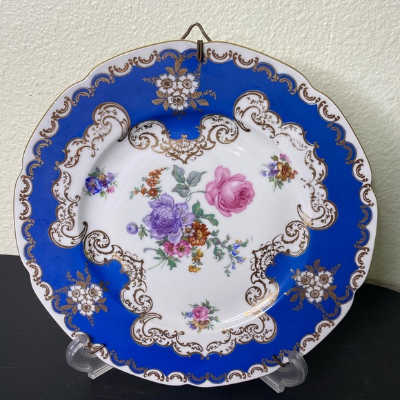 Accents | Vintage Decorative Plate Czechoslovakia Royal Blue | Poshmark